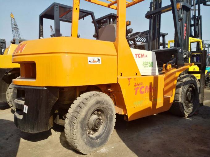 5T Used Diesel Forklift TCM FD50 Triple Mast With ISUZU Engine High ...